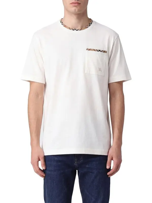 Burberry Crewneck Short-sleeve T-shirt In Cotton With Logo Print - White