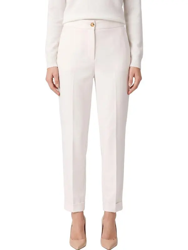 Max Mara Mid-rise Slim-fit Cropped Technical Jersey Trousers - White