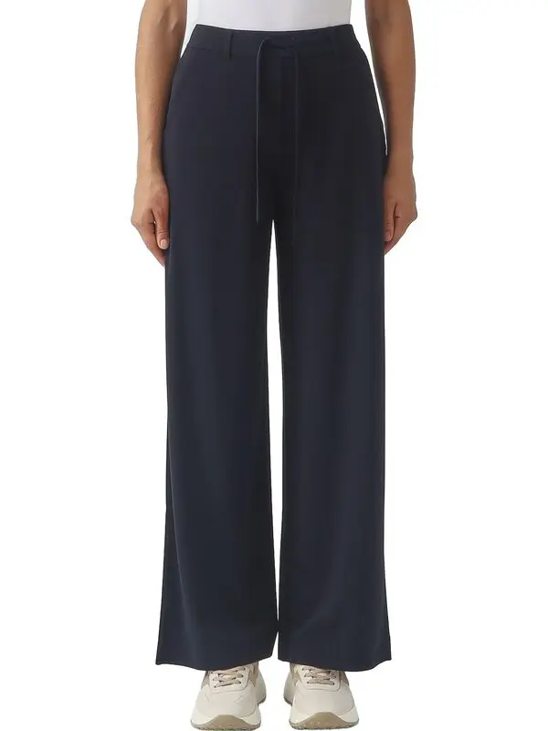 Max Mara Wide-leg Jersey Drawstring Waist Trousers - Navy