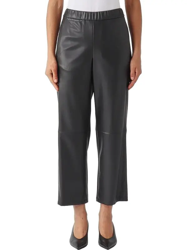 Max Mara Cropped Faux Leather Trousers - Black