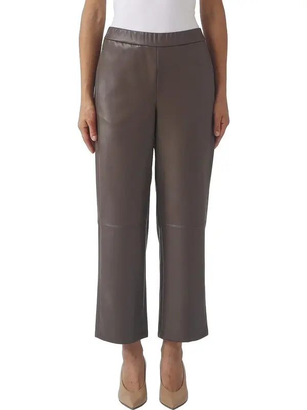 Max Mara Cropped Faux Leather Trousers - Dark