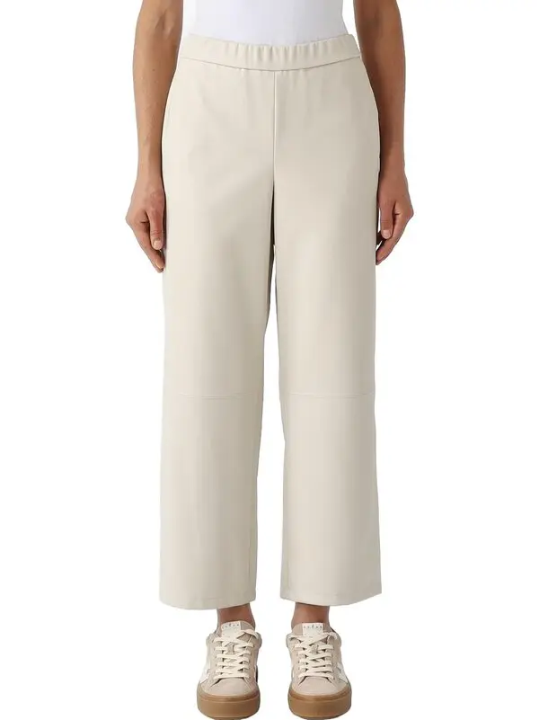 Max Mara Cropped Faux Leather Trousers - Ivory