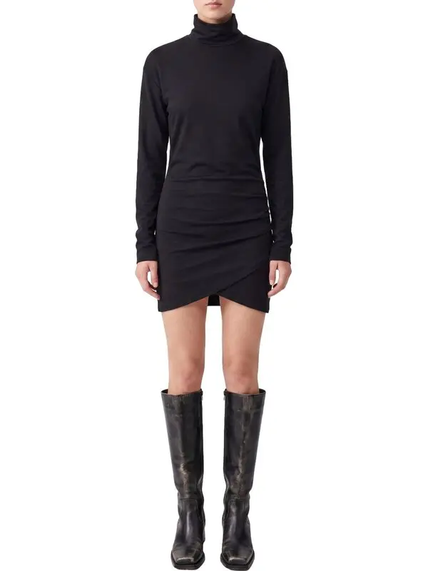 DONDUP Asymmetrical Turtleneck Jersey Mini Dress - Black