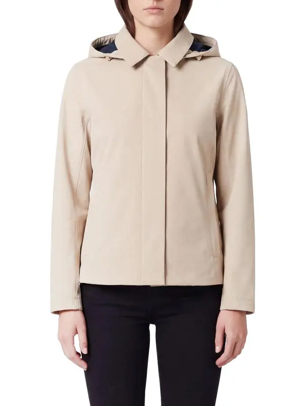K-WAY Bleizou Hooded Waterproof Nylon Jacket With Contrast Logo Detail - Blue