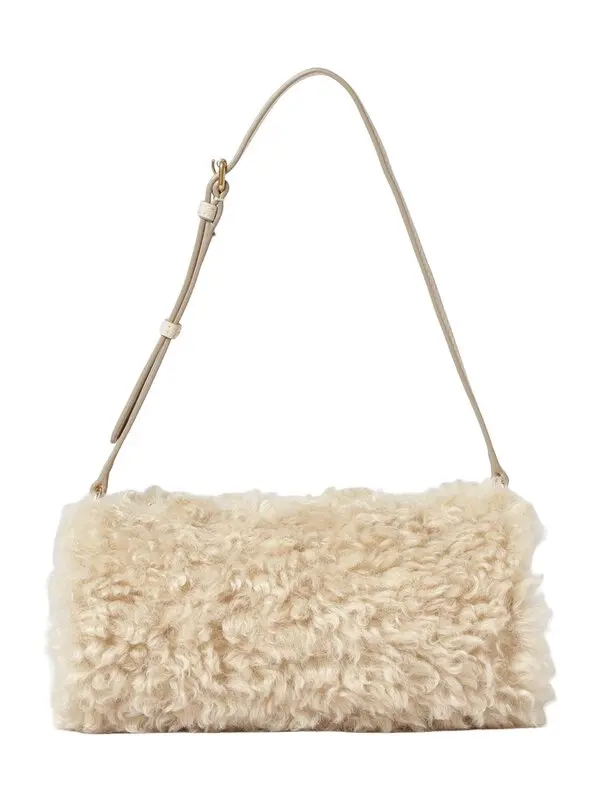 Stella McCartney Shearling Shoulder Bag - Beige