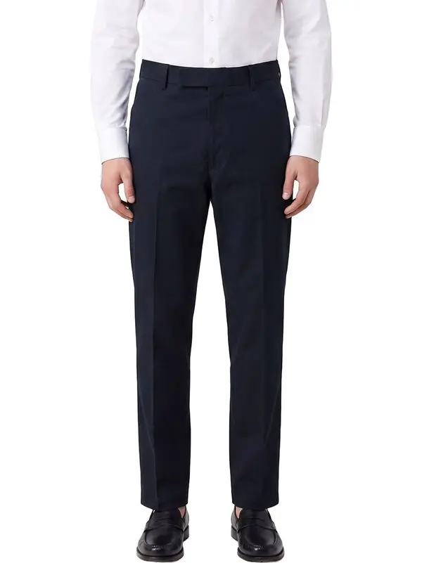 Thom Browne Slim Fit Cotton Tailored Trousers With Mid-rise Waist - Blue