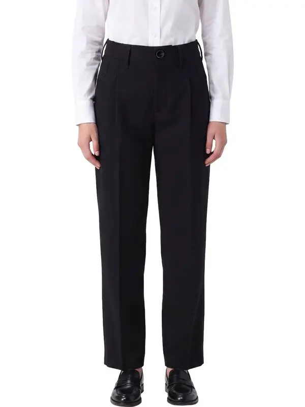 AMI Paris High-waisted Straight-leg Wool Trousers - Black
