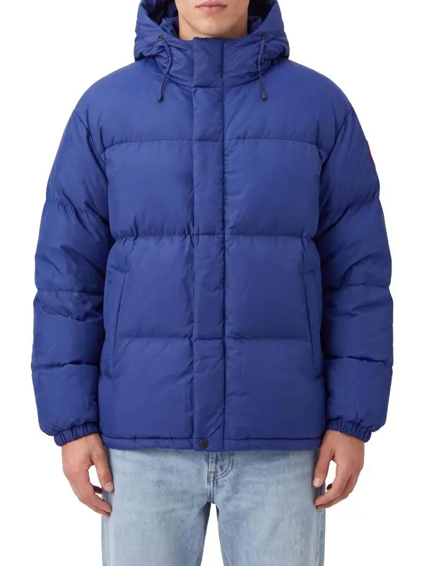 Canada Goose Quilted Down Jacket With Logo Patch - Navy