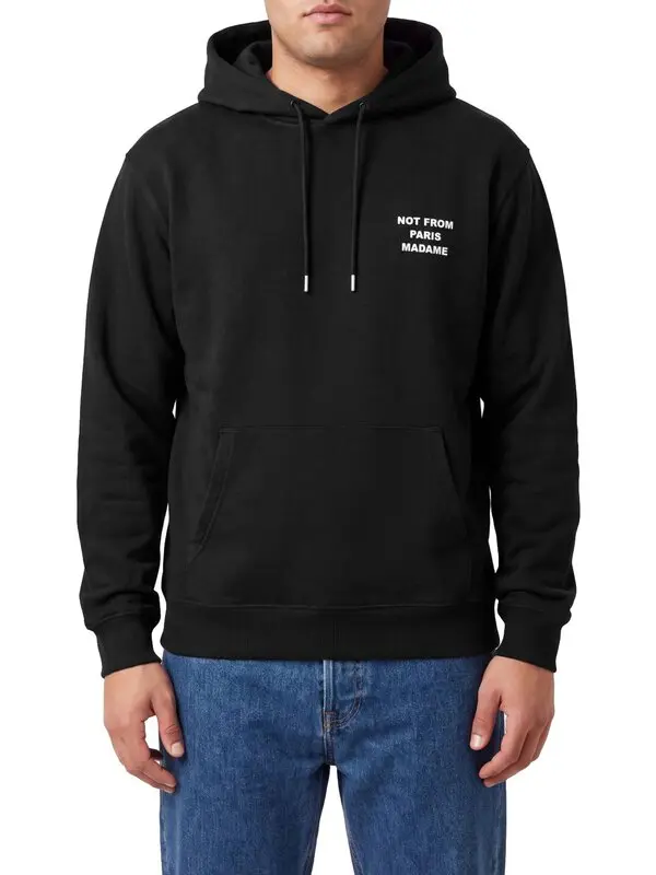 Drole De Monsieur Cotton Hoodie With Slogan Print - Black