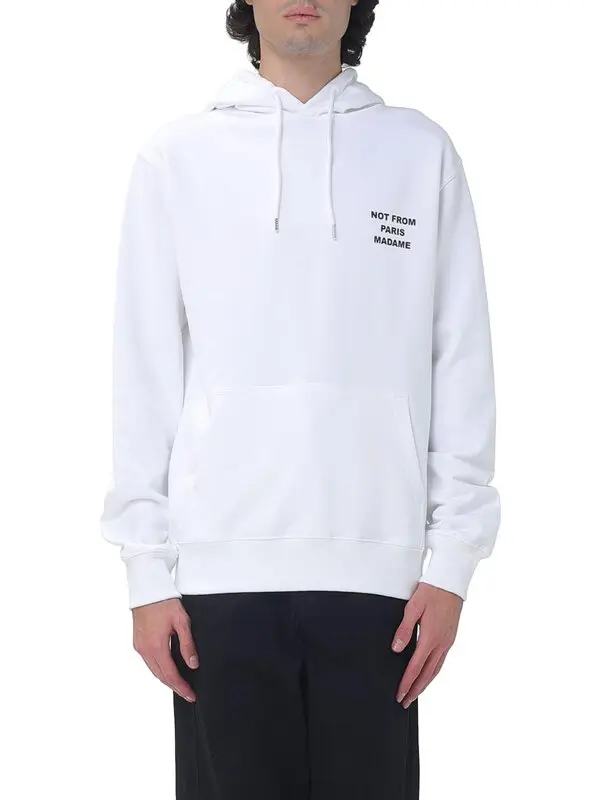 Drole De Monsieur Cotton Hoodie With Slogan Print - White