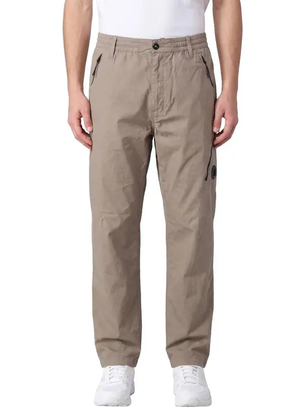 C.P. COMPANY Slim Fit Cotton Trousers With Elasticated Waist And Zip Pockets - Grey
