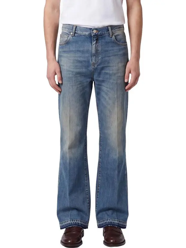 Amiri Flared Stretch-denim Jeans With Mid-rise Waist - Blue