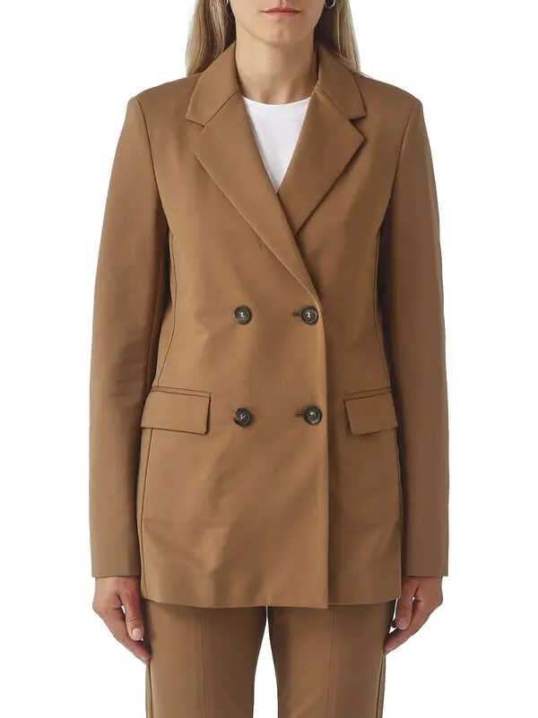 Max Mara Double Breasted Notched Lapel Jacket - Camel