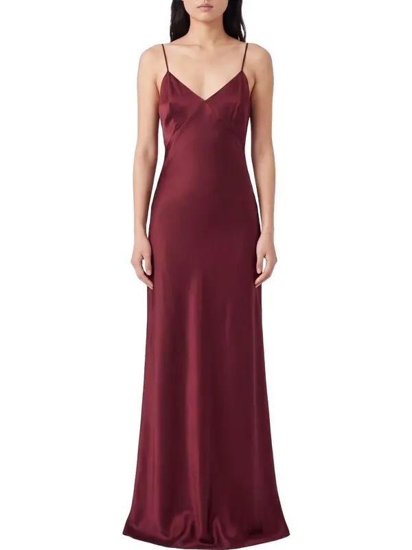 Max Mara Long Satin Evening Gown With Train - Red
