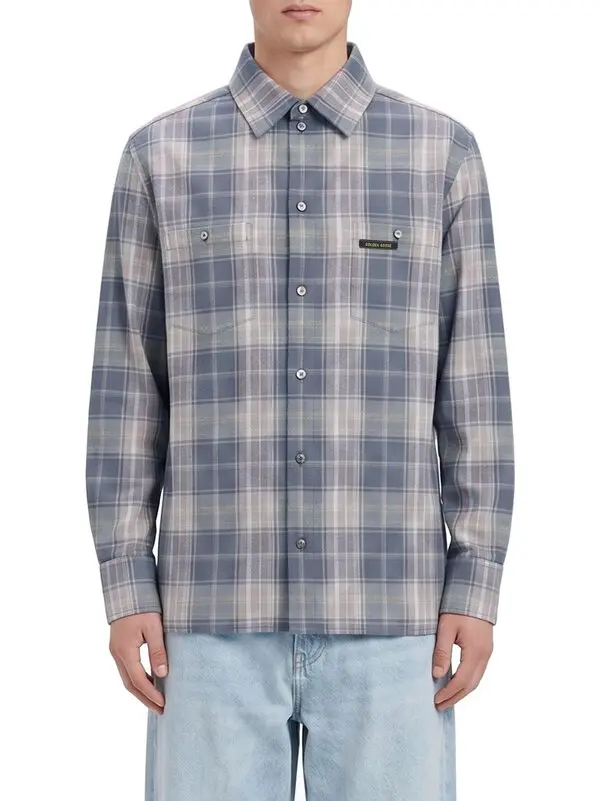 GOLDEN GOOSE Check Cotton Shirt With French Collar And Patch Pockets - Multicolor