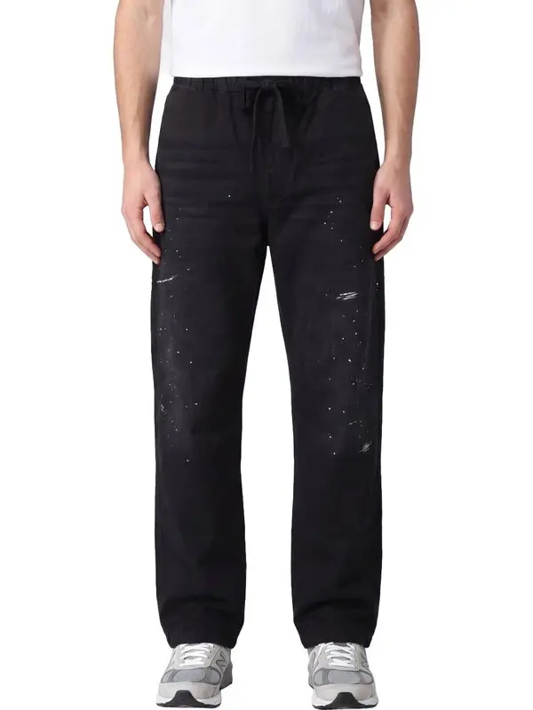 Acne Studios Wide-leg Abstract Print Cotton Jeans - Black