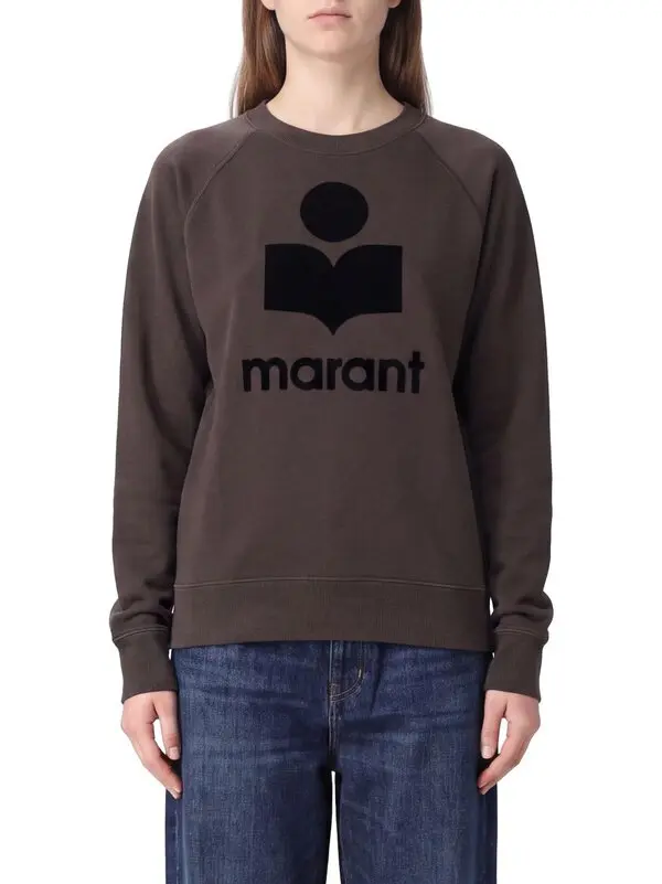 Isabel Marant Étoile Cotton-blend Crewneck Sweatshirt With Flocked Logo - Black