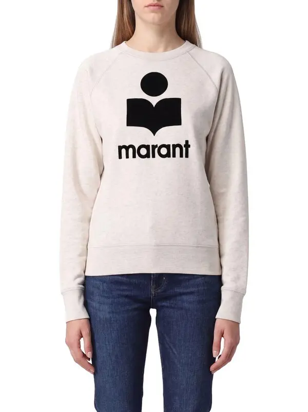 Isabel Marant Étoile Cotton-blend Crewneck Sweatshirt With Flocked Logo - Ecru