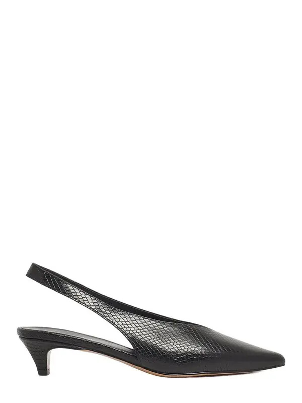 TWINSET Sheepskin Slingbacks With Python Print And Low Stiletto Heel - Black