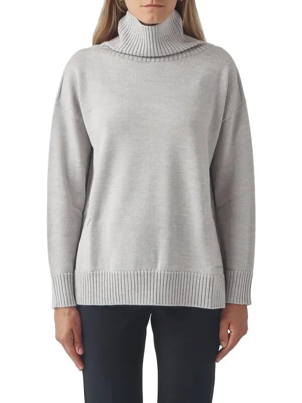 Max Mara Dropped Shoulder Virgin Wool Turtleneck Jumper - Grey
