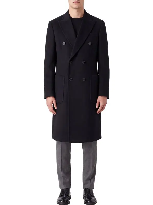 Emporio Armani Knee-length Double-breasted Wool And Cashmere Coat - Black