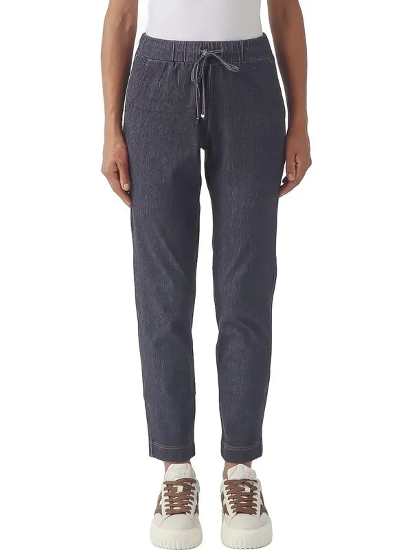 Max Mara High-waisted Slim-fit Cotton-blend Trousers - Denim