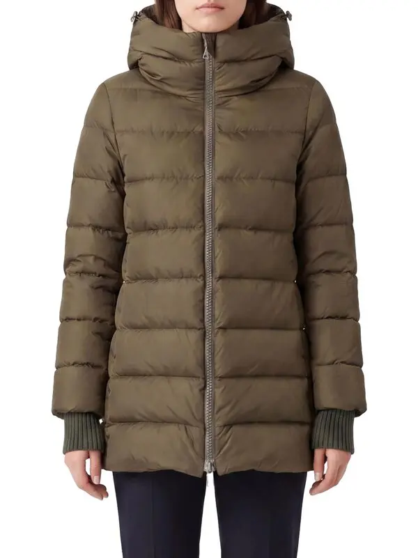 Herno A-shape Water-repellent Nylon Hooded Down Jacket - Green