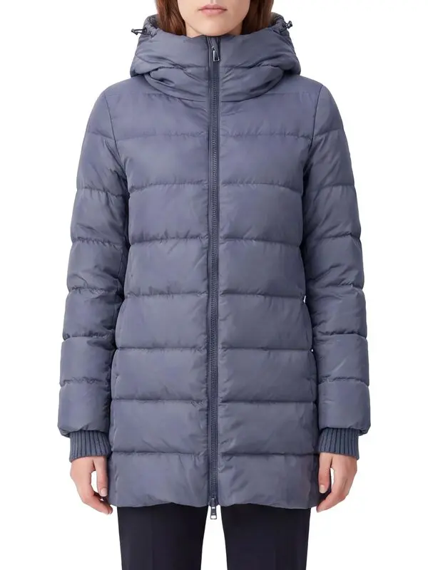 Herno A-shape Water-repellent Nylon Hooded Down Jacket - Grey