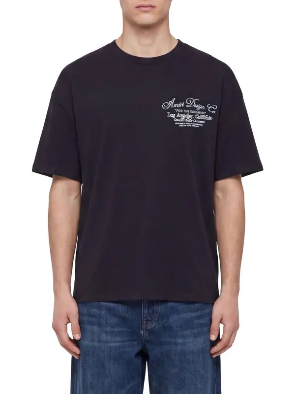 Amiri Contrast Graphic Print Cotton Crewneck T-shirt - Black