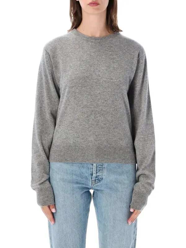 Extreme Cashmere Dropped Shoulder Crewneck Jumper In 100% Cashmere - Grey