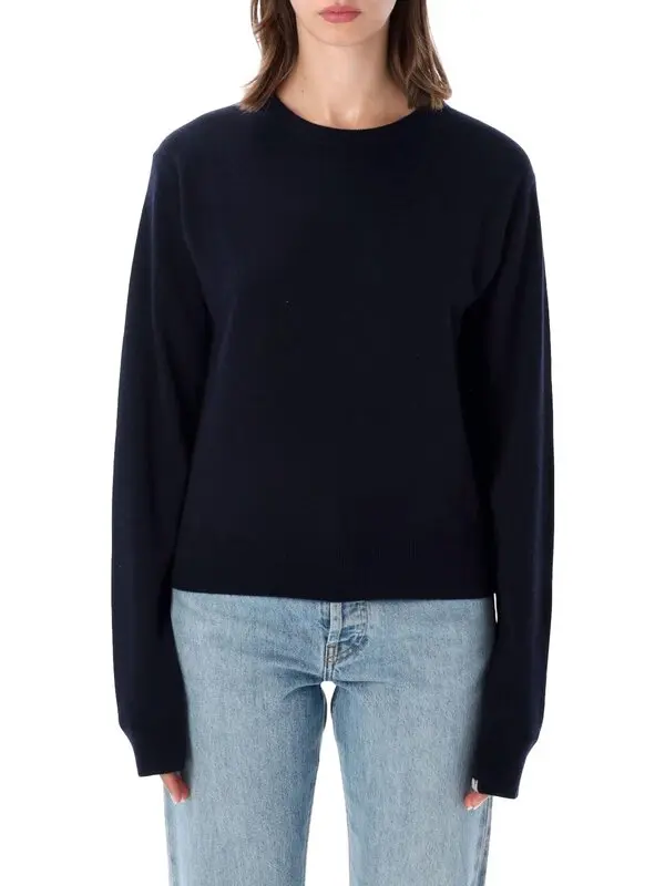 Extreme Cashmere Dropped Shoulder Crewneck Jumper In 100% Cashmere - Navy