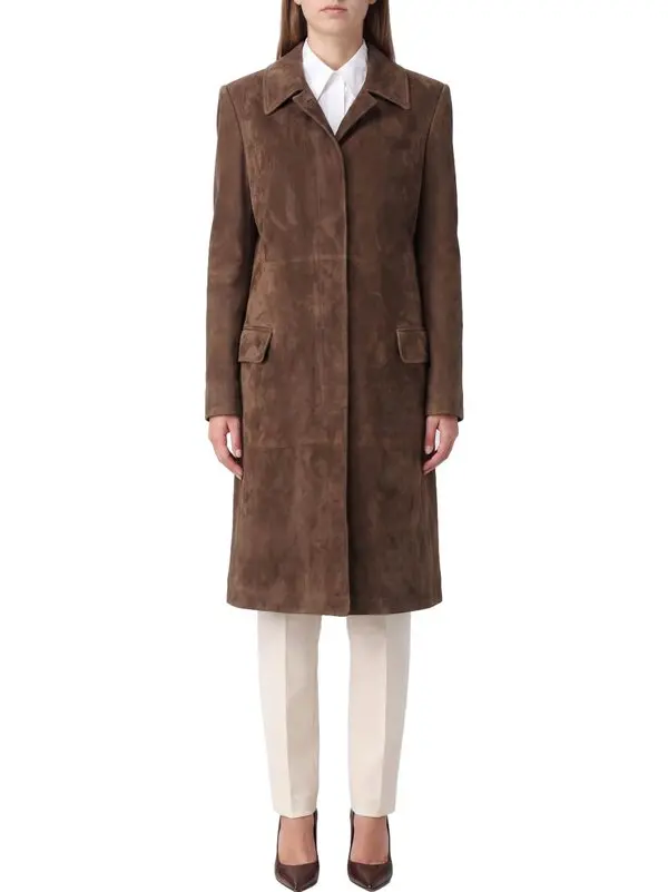 TOM FORD Single-breasted Suede Lamb Leather Long Jacket - Brown