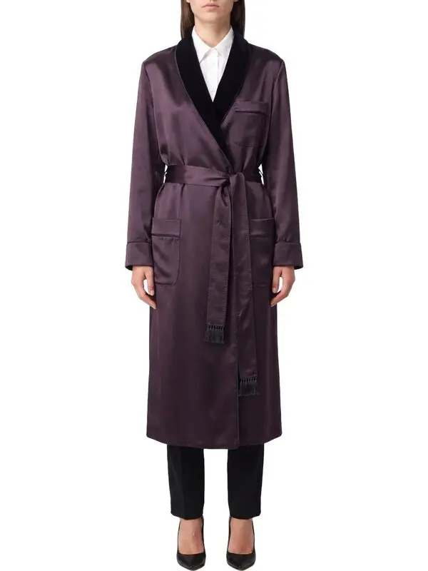 TOM FORD Long Sleeve Belted Robe - Brown