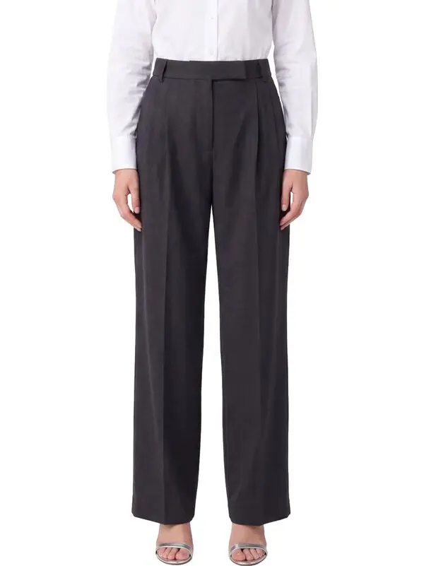 THE FRANKIE SHOP High-waisted Draped Crêpe Trousers - Brown