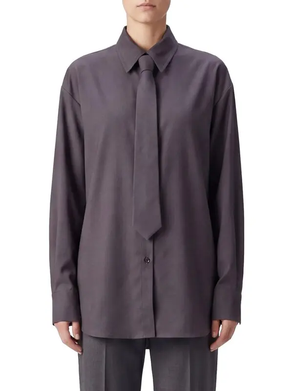 THE FRANKIE SHOP Shirt With Tie Detail - Brown