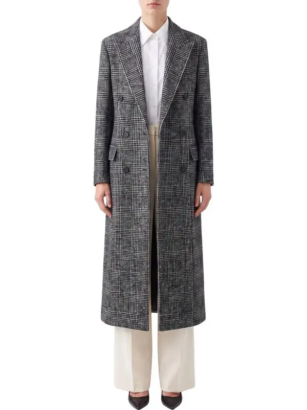Tagliatore Prince Of Wales Check Double-breasted Wool Coat - Black