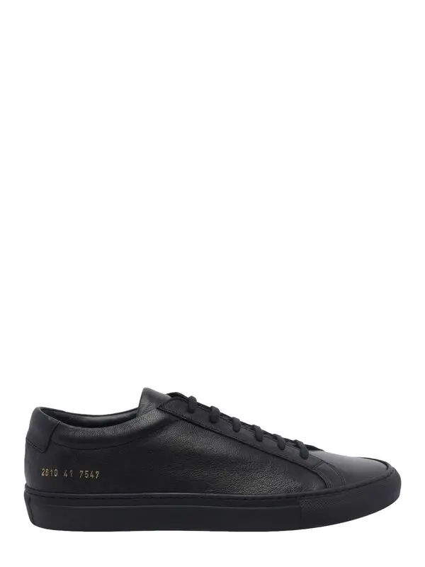 COMMON PROJECTS Achilles Low Smooth Calfskin Sneakers With Laminated Logo - Black