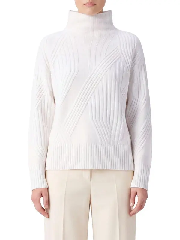 JOSEPH Funnel Neck Jumper In 100% Merino Wool - Nude