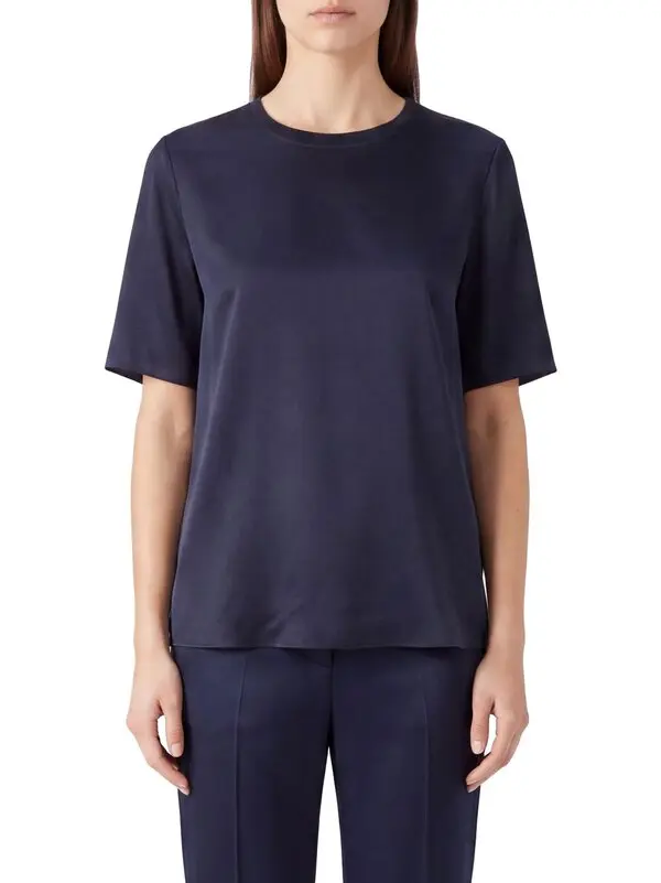JOSEPH Round Neck Short Sleeve Top - Black