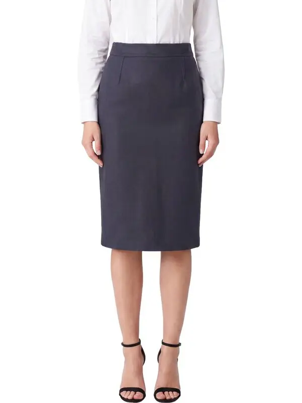 MAISON MARGIELA Wool Blend Midi Pencil Skirt - Grey