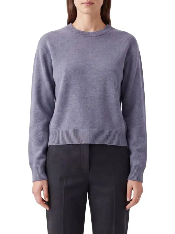 RÓHE Wool And Cashmere Crewneck Jumper With Ribbed Trims - Grey