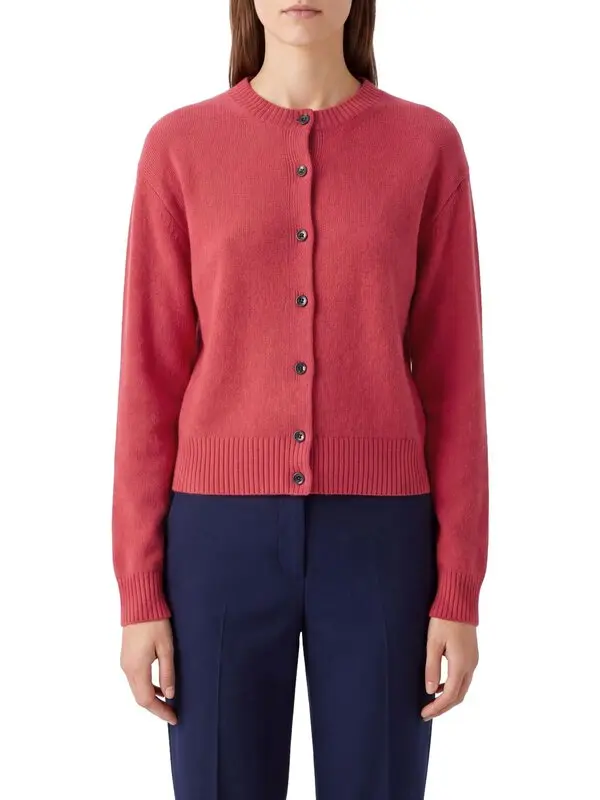 RÓHE Crewneck Wool Cardigan - Red