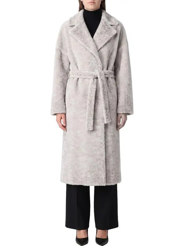 Avant Toi Alpaca Wool Hooded Dressing Gown Coat With Belt - Grey