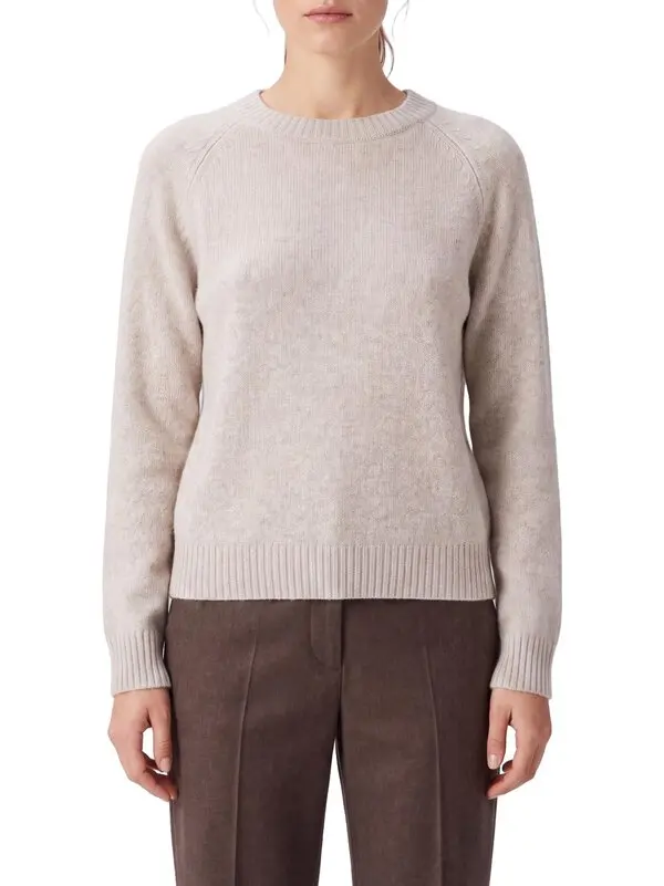 KUJTEN 100% Cashmere Crewneck Jumper With Long Sleeves And Ribbed Trims - Nude