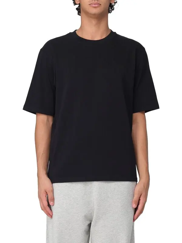 AMI Paris Short-sleeved Cotton T-shirt With Front Logo Print - Black