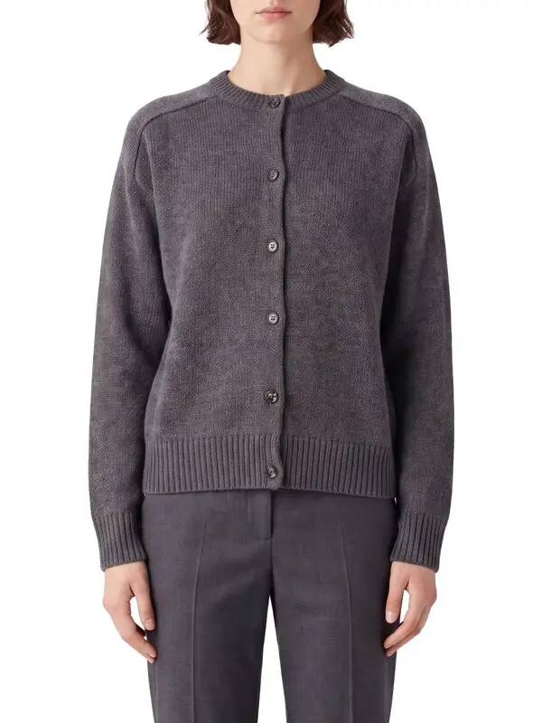 Loulou De Saison Wool And Cashmere Crewneck Cardigan - Brown