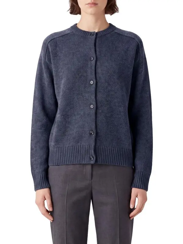 Loulou De Saison Wool And Cashmere Crewneck Cardigan - Grey