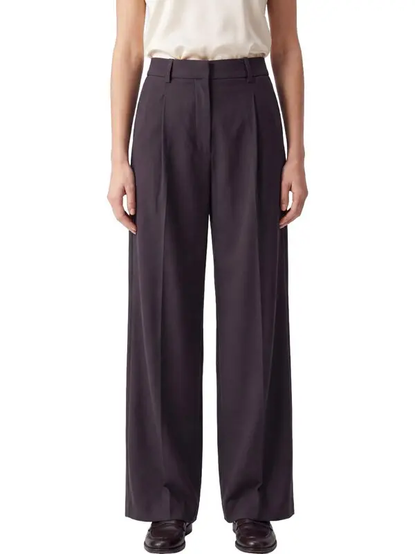 THELATEST Billie High-waisted Wide-leg Pleated Trousers In Wool Blend - Brown