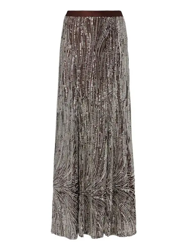 Rabanne Sequined Maxi Skirt - Silver