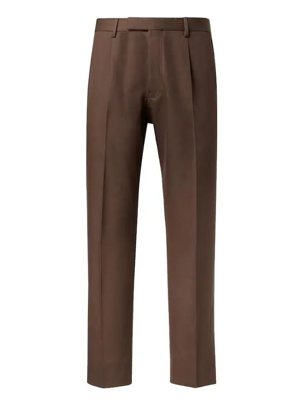 Zegna Cotton And Wool Straight Leg Trousers - Brown
